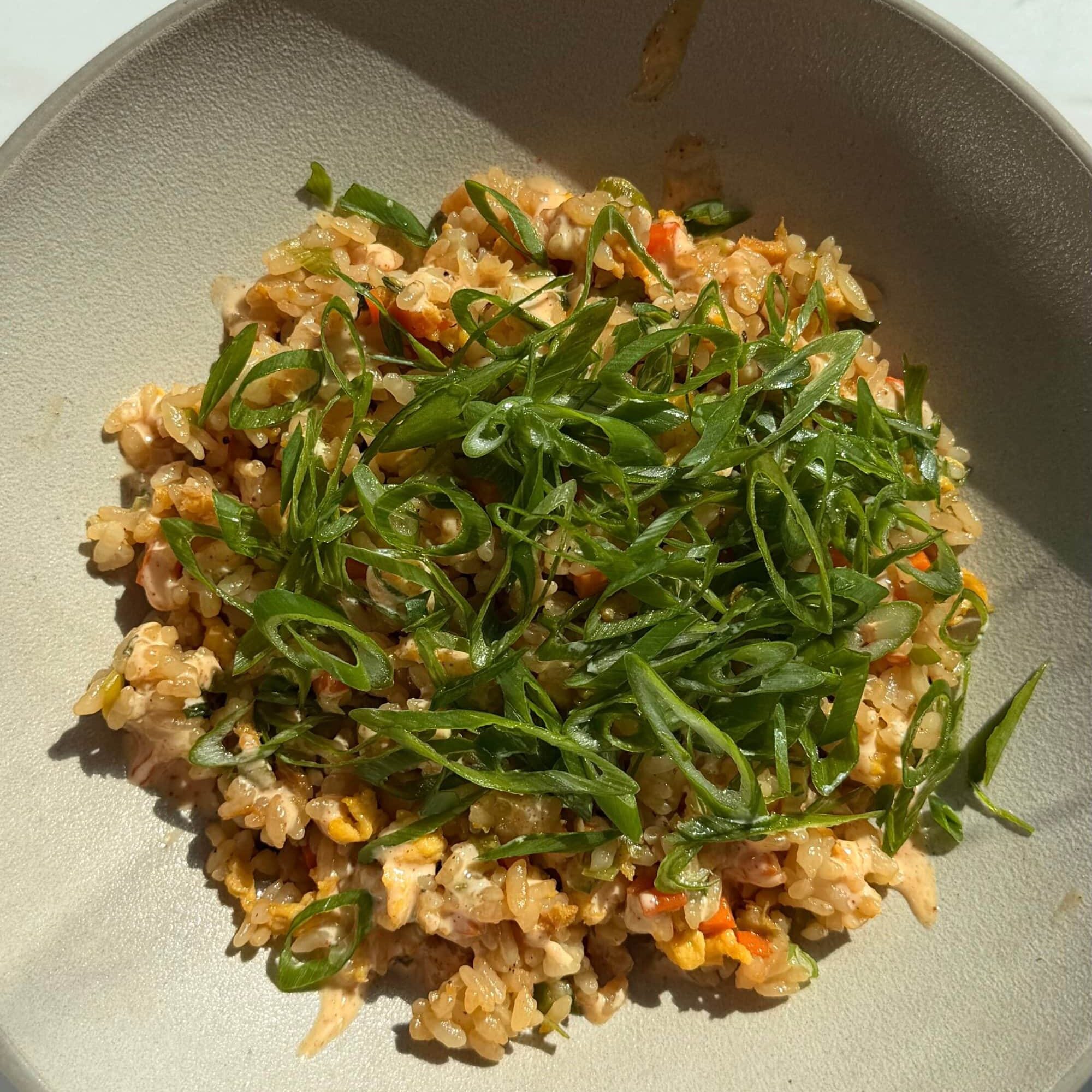 Scallion Fried Rice with Yum Yum Sauce - Emily Eggers
